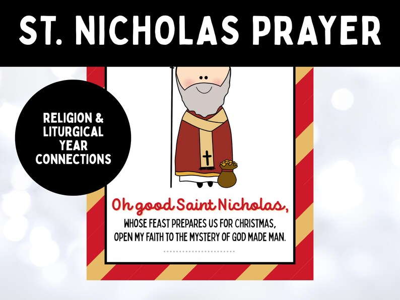 St. Nicholas Candy Cane Tag / Prayer Card / Christmas Printable - Etsy