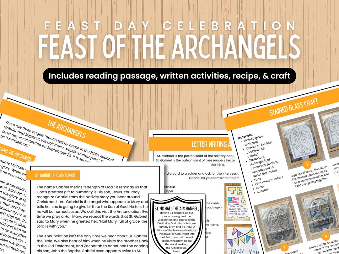 Feast of the Archangels Celebration Guide / Activity Packet / Catholic ...