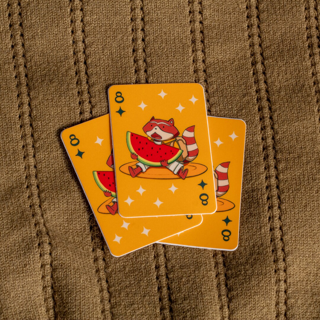 Raccoon Playing Card Sticker Cute Animal Sticker for - Etsy