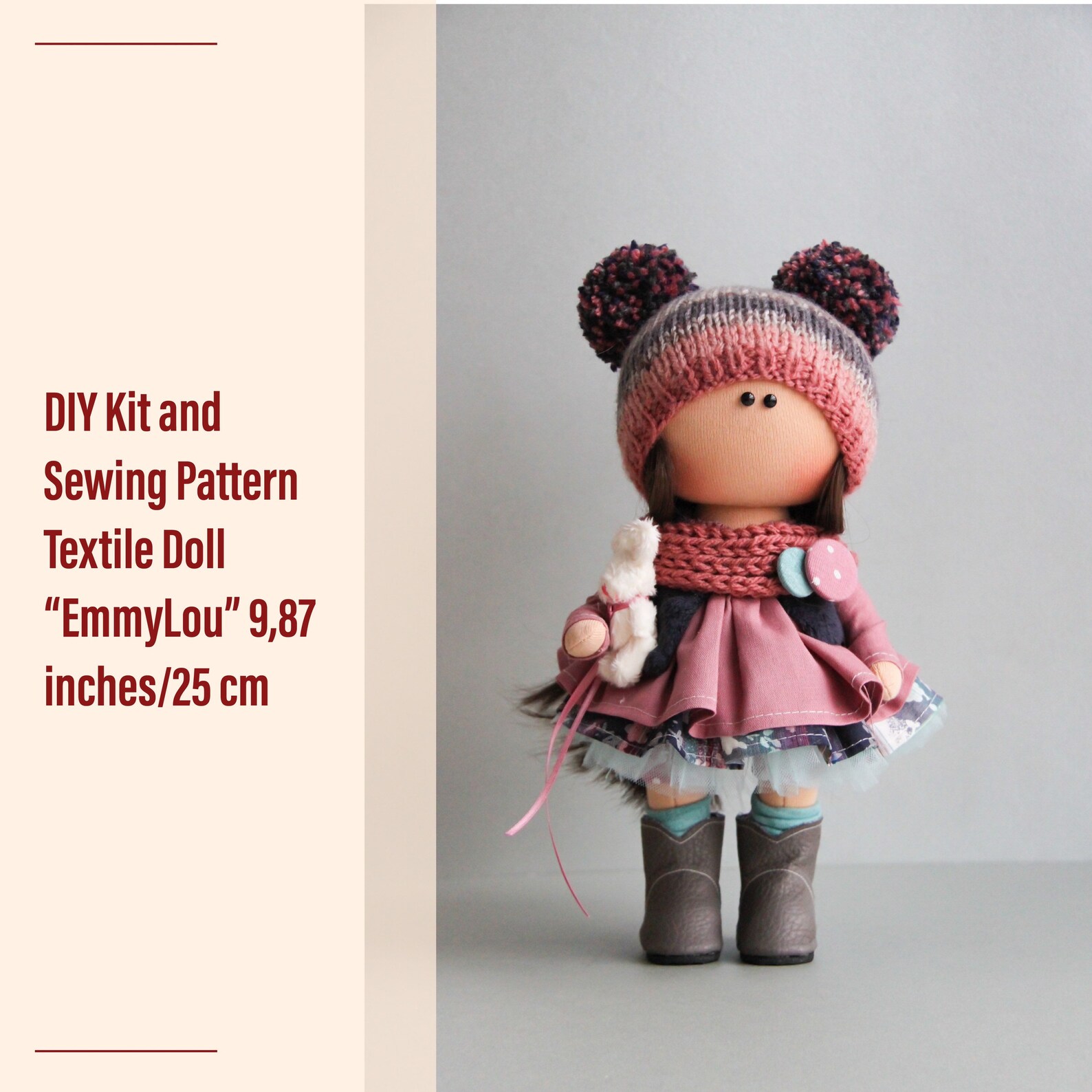 Complete Sewing KIT Pattern for Making Textile Doll Emmylou - Etsy