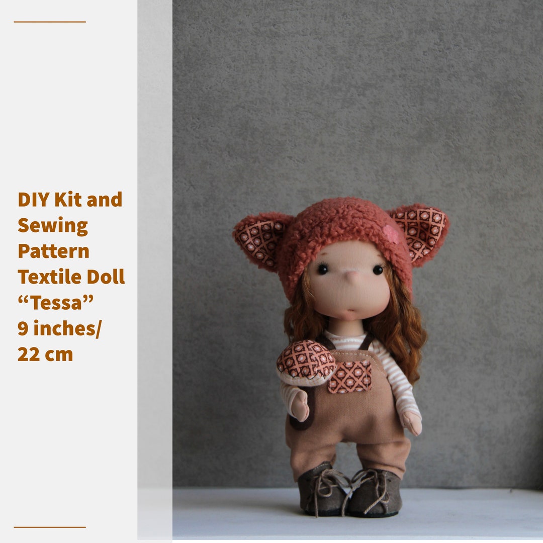 Sewing Pattern and Kit Textile Doll “tessa” 9 Inches /22 Cm, Doll ...