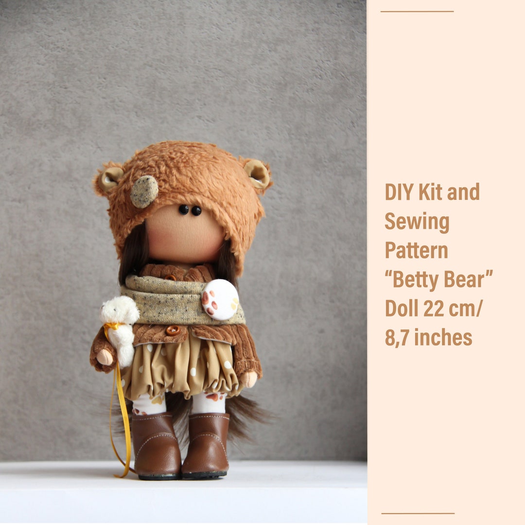 Complete Sewing KIT + Pattern for Making Textile "betty Bear" Doll ...