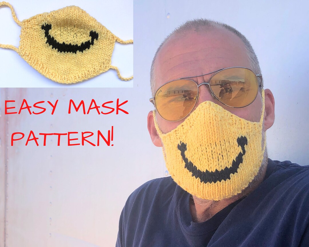 Easy Face Mask Knitting PATTERN, Have A Nice Day SMILE Mask, Knit Mask ...