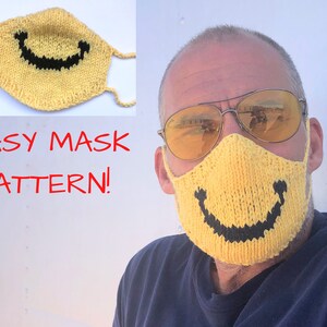 Easy Face Mask Knitting PATTERN, Have A Nice Day SMILE Mask, Knit Mask ...