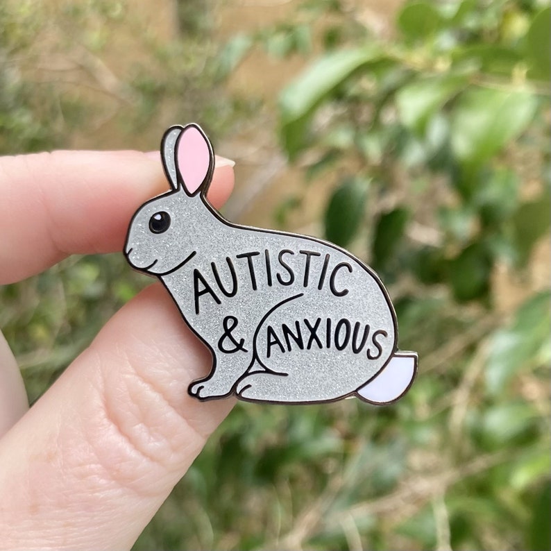 Autistic and Anxious Rabbit Hard Enamel Pin - Etsy Australia