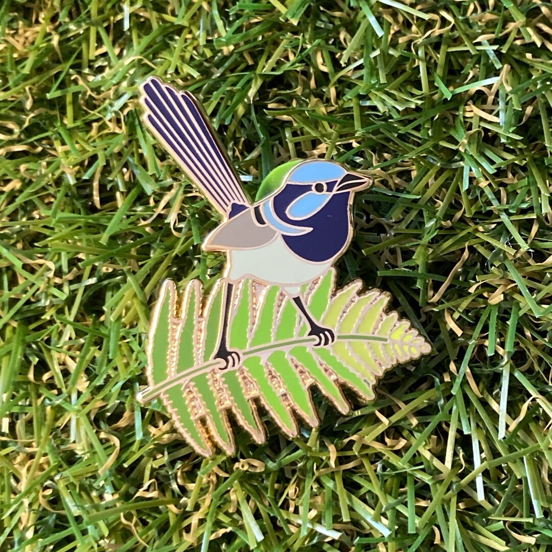 Superb Fairy Wren and Fern 40mm Hard Enamel Pin - Australian Friends ...