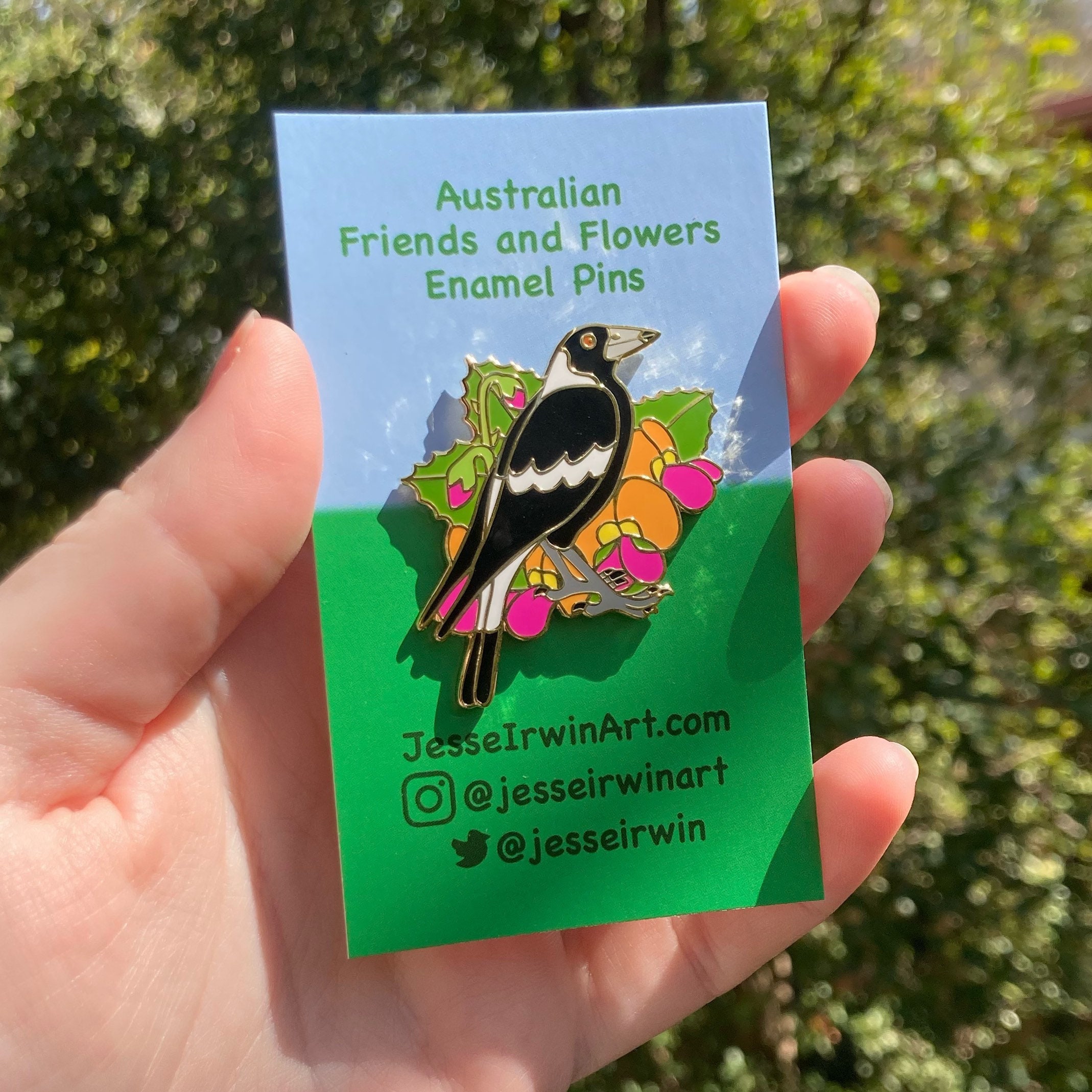 Magpie and Flame Pea 40mm Hard Enamel Pin Australian Friends | Etsy ...