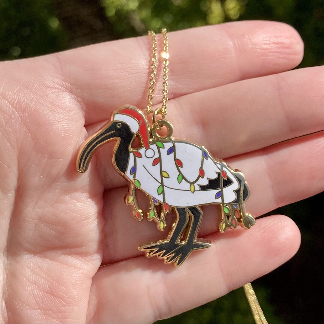 Christmas Ibis Hard Enamel Necklace - Etsy Australia