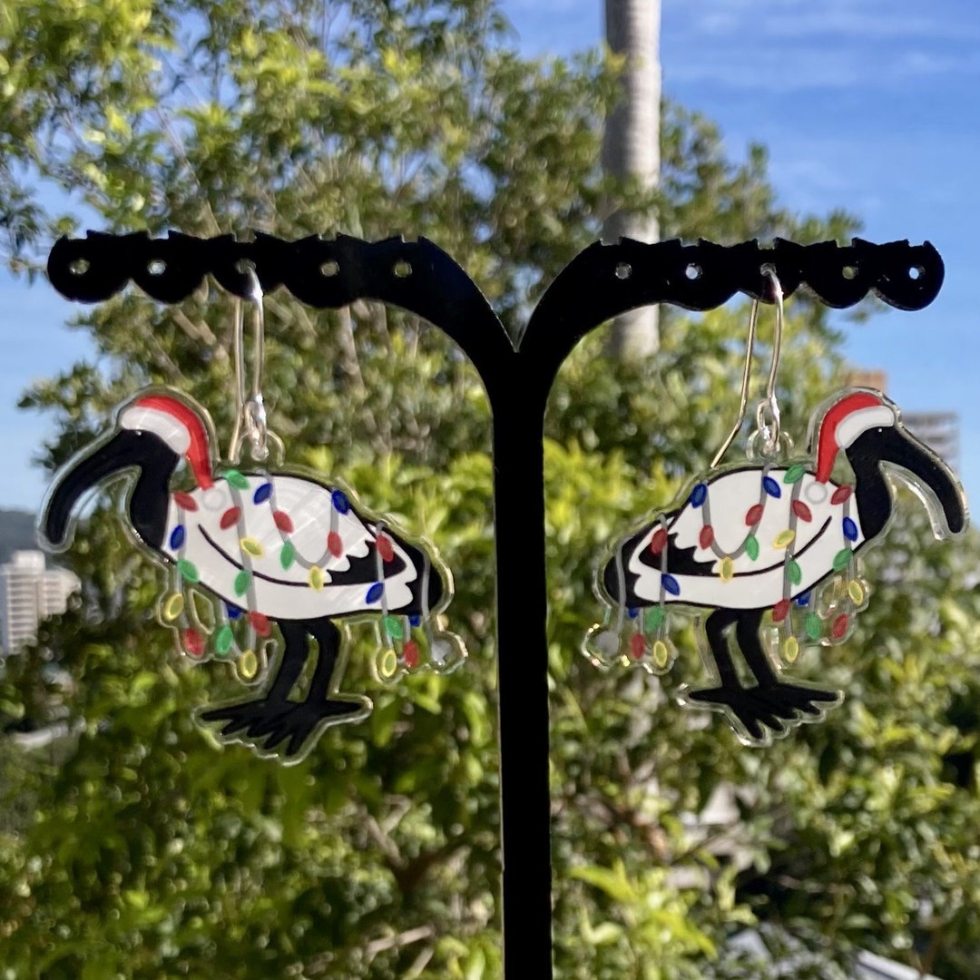 Christmas Ibis Clear Acrylic Charm Earrings - Etsy Norway