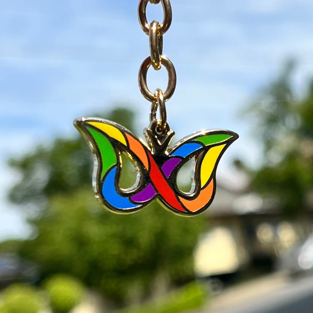 ADHD Neurodivergence Rainbow Butterfly Charm Keychain - Etsy