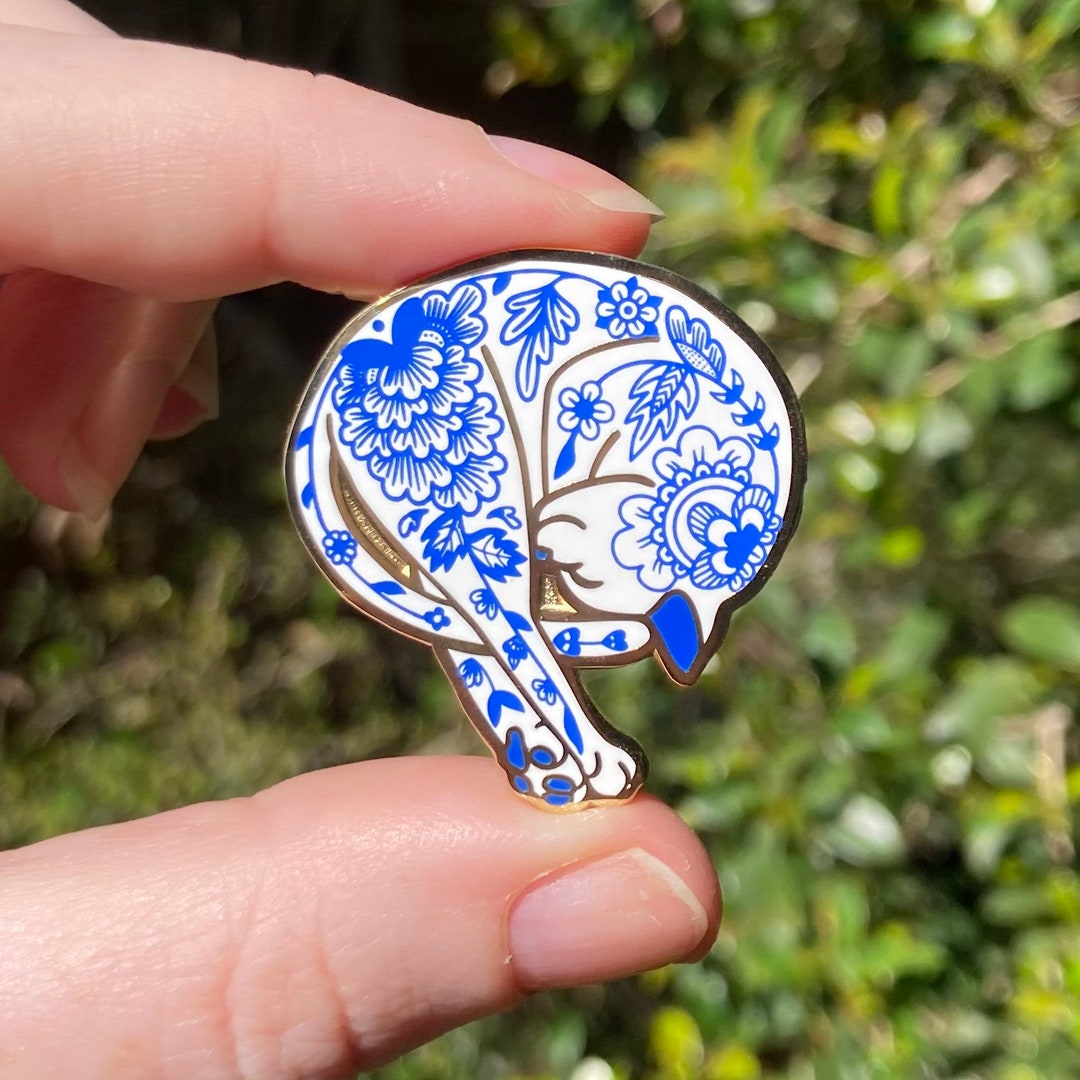 Porcelain Cat - Curled Cat Pin - 35mm Hard Enamel Pins - Etsy