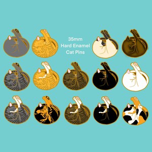 Curled Cat Pins - 14 Colours - 35mm Hard Enamel Pins - Etsy