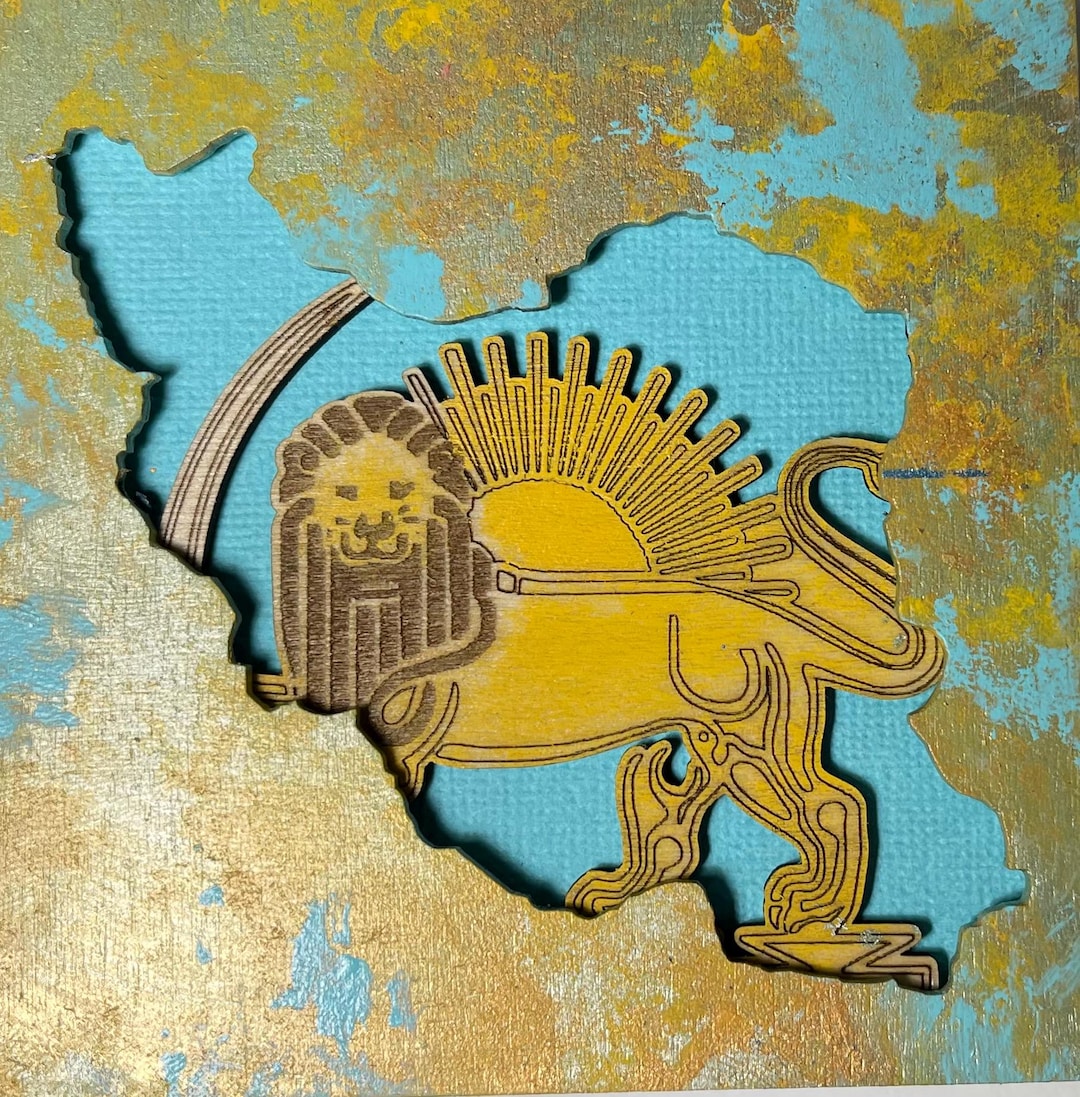 Shir Va Khorshid of Iran Art Work, Lion and Sun of Persia’s Flag, Work ...