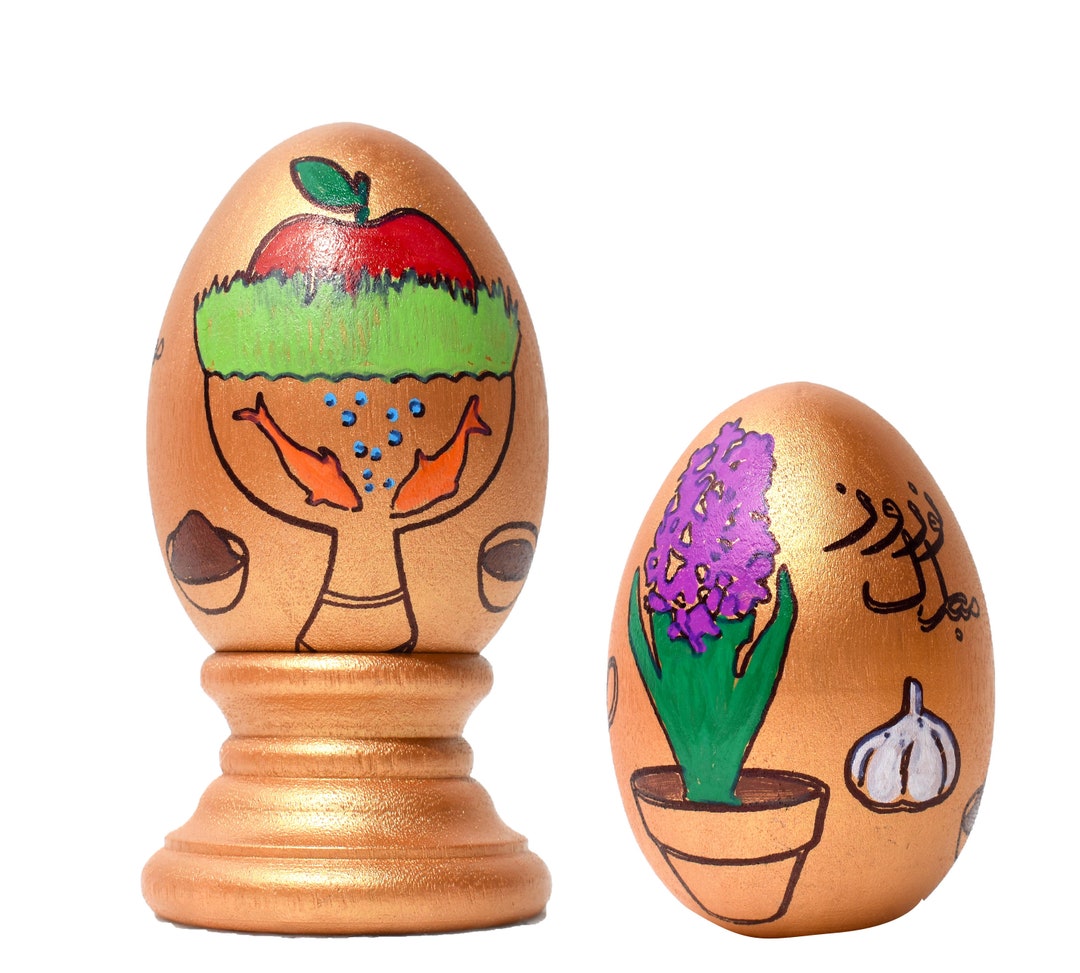 1 Hand-painted Wooden Egg, Eid Nowruz, A Complete Haftseen, Persia ...