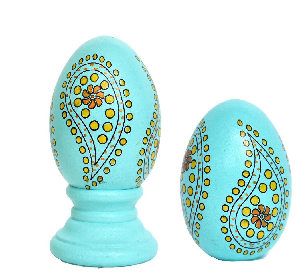 1 Handcrafted Persian Wooden Eggs: Paisley Motifs– Unique Décor, for ...