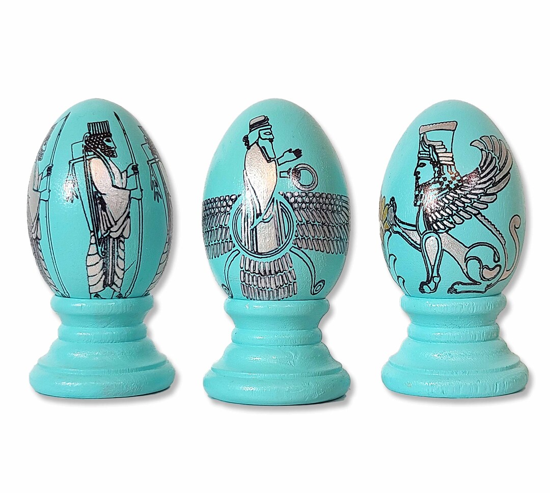 3 Persian Wooden Eggs: Calligraphy, Motifs, Takhte Jamshid – Unique ...