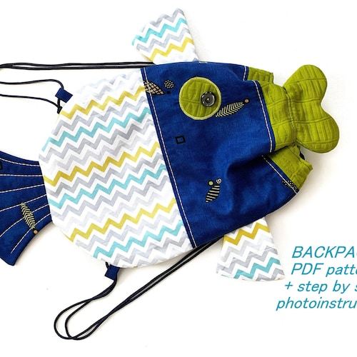 Fish Drawstring Bag Pattern Toddler Backpack Sewing Pattern - Etsy