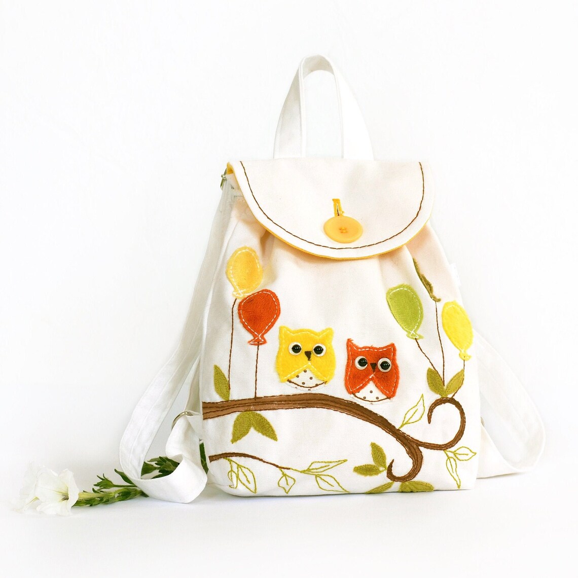 White Toddler Backpack Monogrammed Backpack for Kids Birds - Etsy