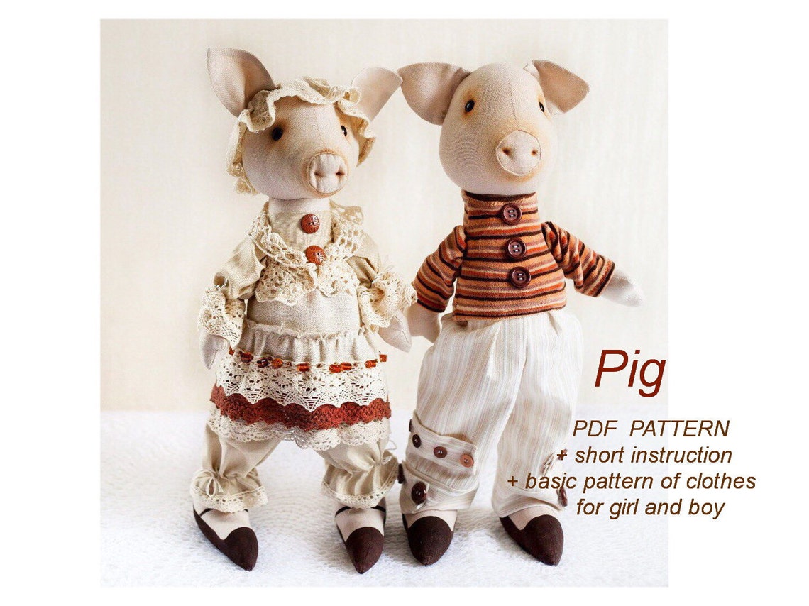 PIG PATTERN PDF Pig Doll Digital Pattern Fabric Doll | Etsy