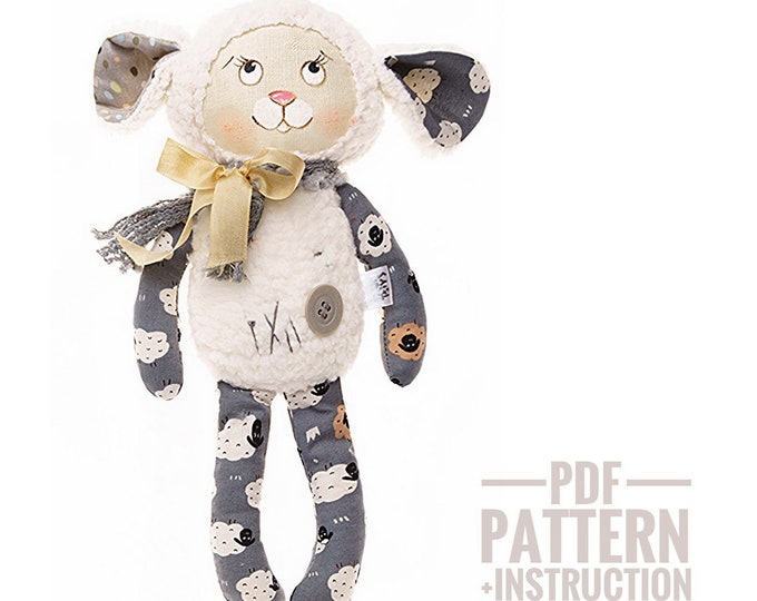 Plush Lamb Sewing Pattern Sheep Stuffed Animal Patterns Lamb Rag Doll ...