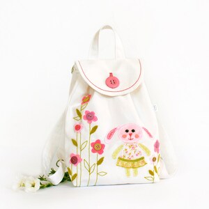 Bunny Design Kids Backpack, Embroidery Animal Cotton Backpack ...