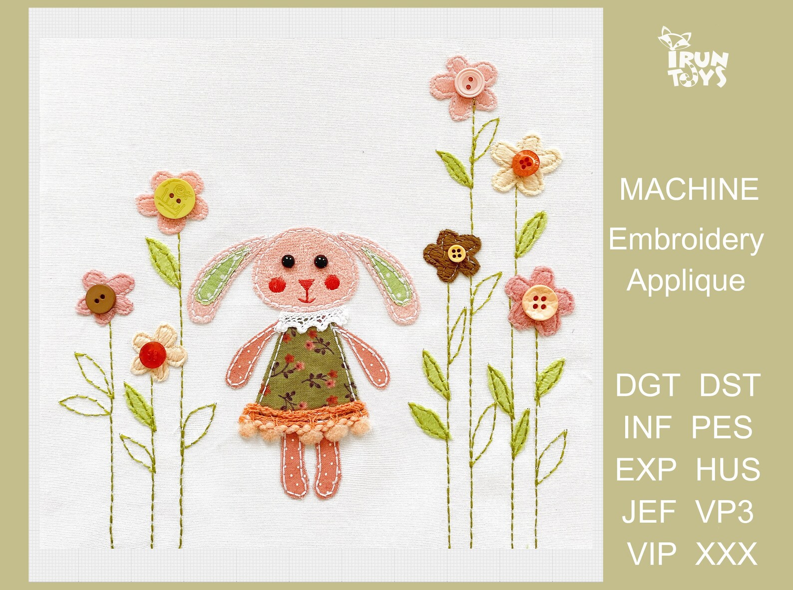 Rabbit Machine Embroidery Design for Girls - Etsy