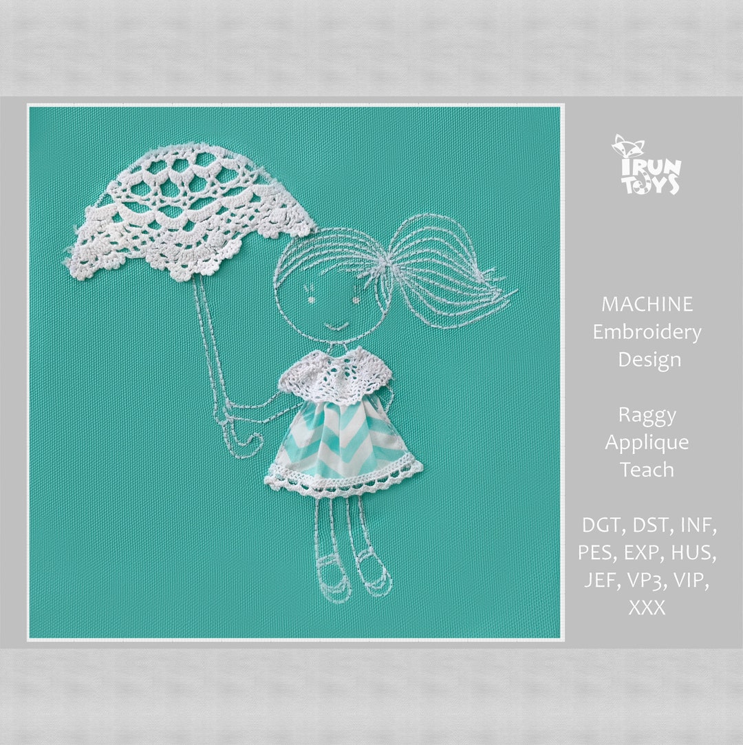 Girl Machine Embroidery Designs for Girls Umbrella Applique Design ...