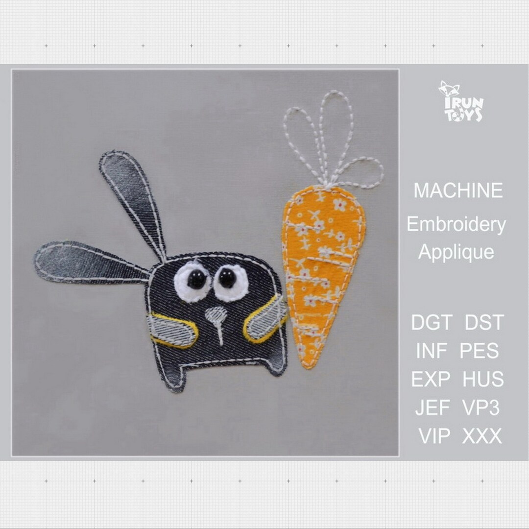 Bunny Embroidery File Rabbit Applique Design Bunny Applique Pattern 4 ...