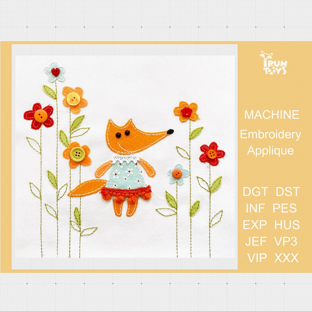 Fox Machine Embroidery Design Baby Animal Embroidery Pattern for Girls ...