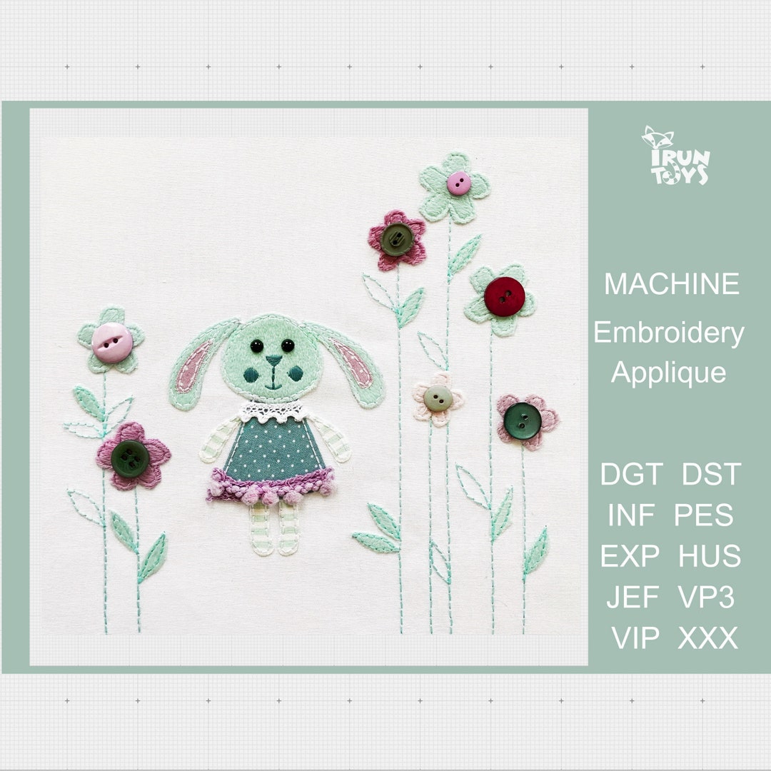 Bunny Machine Embroidery Designs Kids Applique Rabbit Embroidery ...