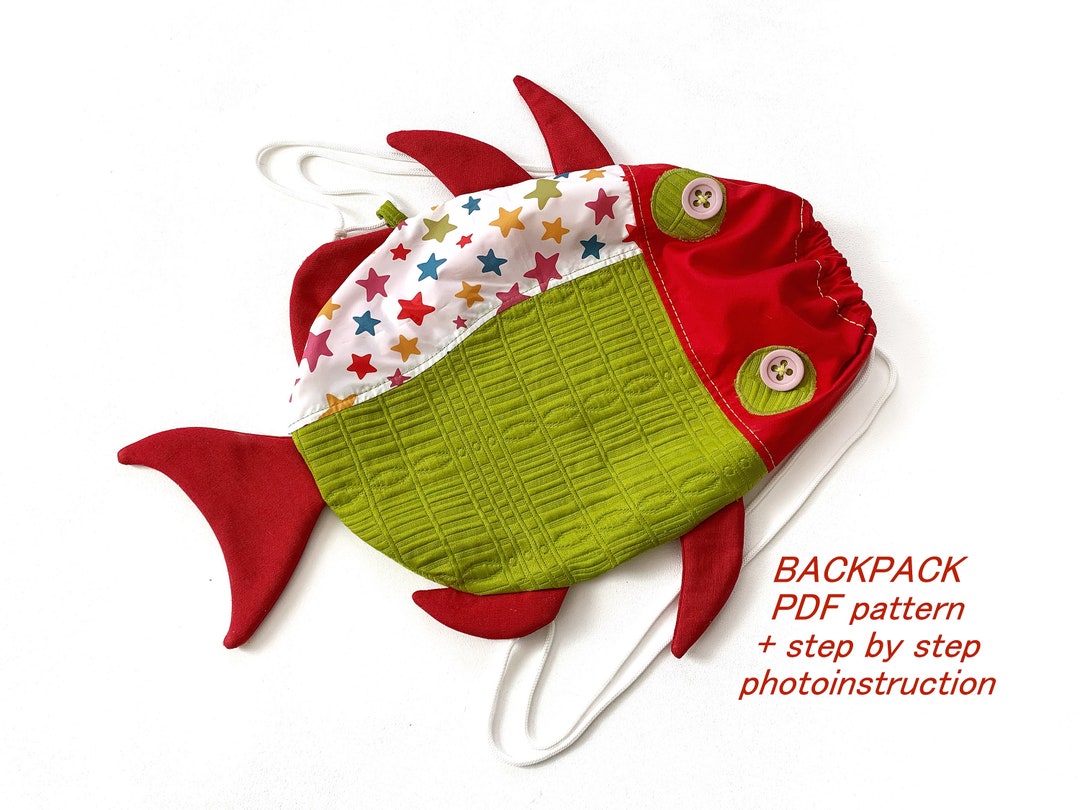 Fish Toddler Backpack Pattern Drawstring Bag Kids Sewing Pattern Kids ...