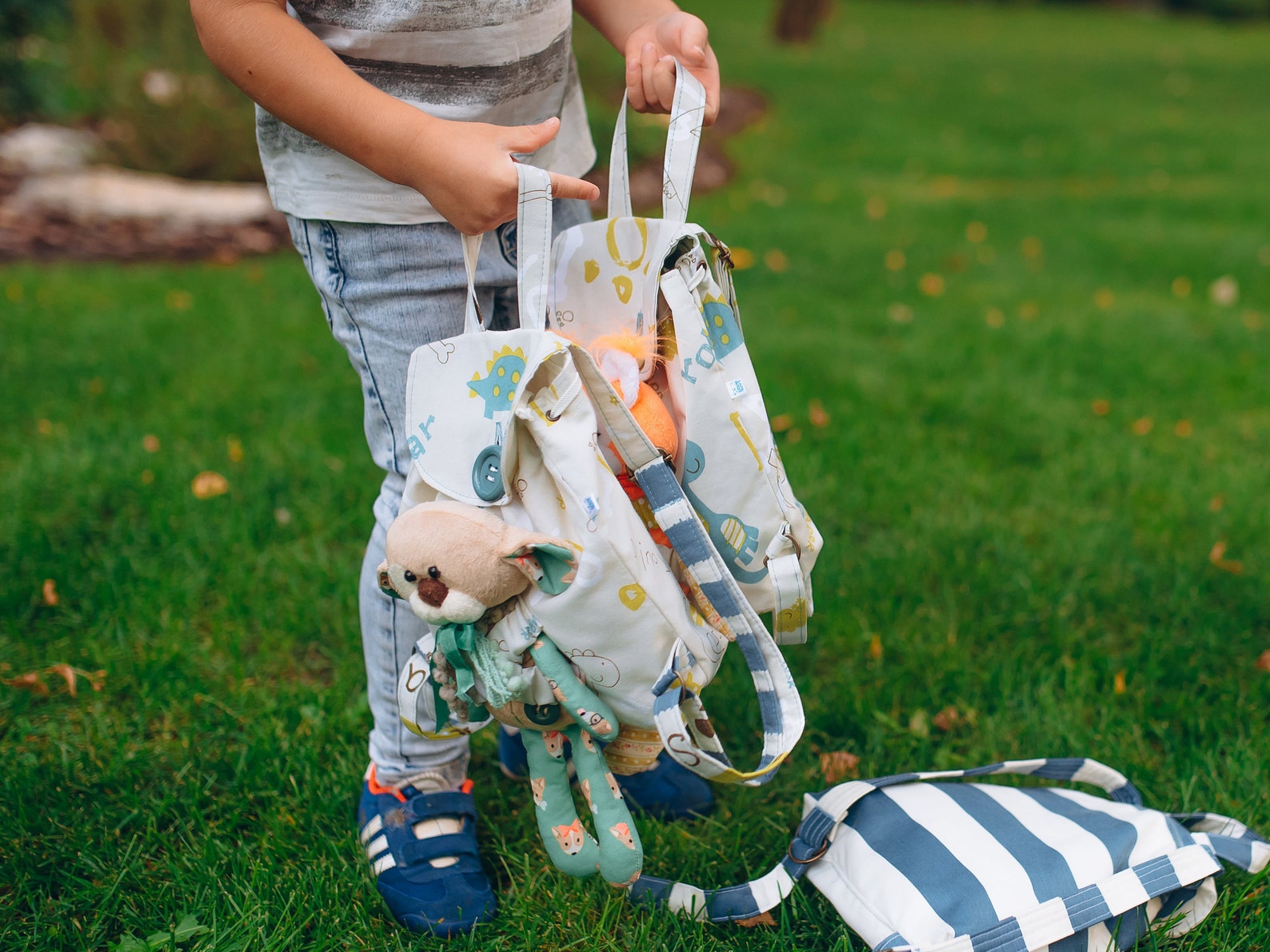 White Toddler Backpack With a Pocket for a Toy Small Kids - Etsy