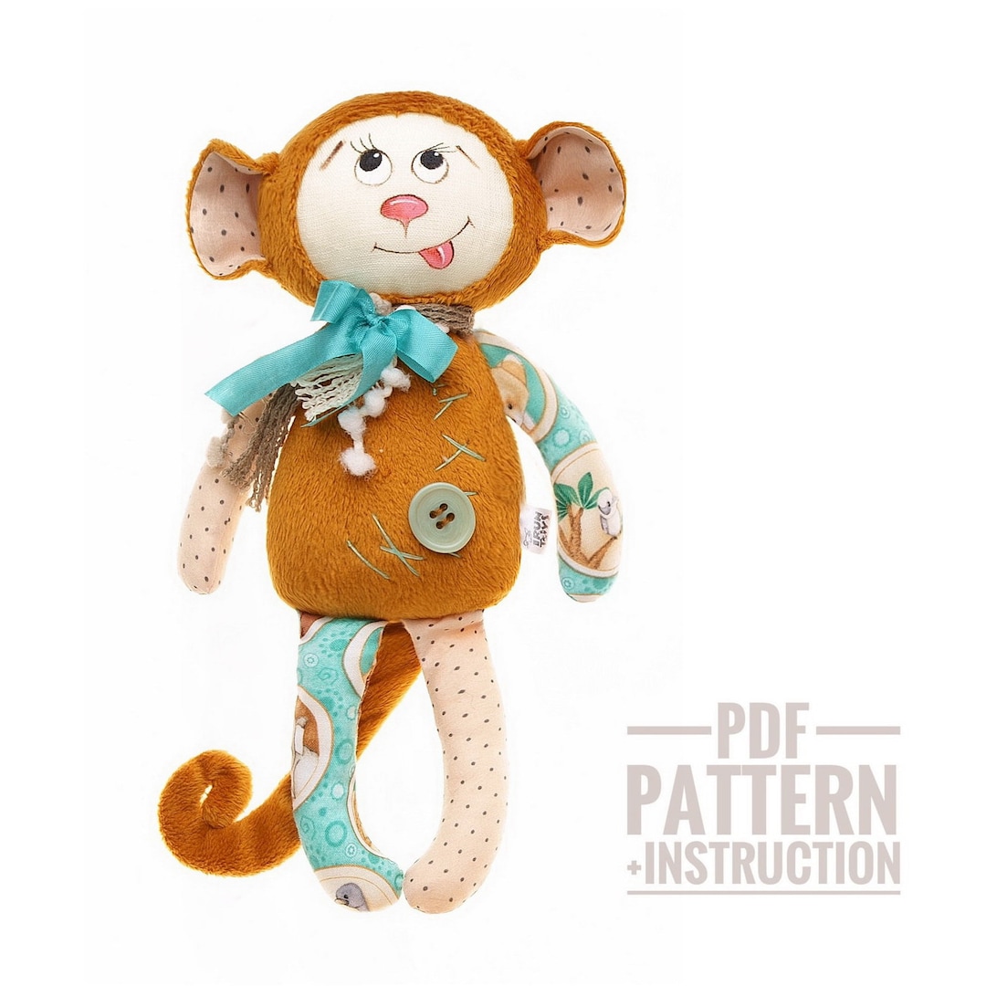 PDF Monkey Sewing Pattern & Tutorial Monkey Plush Animal Patterns - Etsy