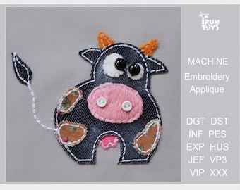 Applique Cow Machine Embroidery Design 4 Sizes - Etsy