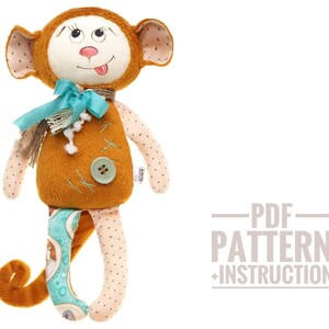 PDF Monkey Sewing Pattern & Tutorial Monkey Plush Animal - Etsy