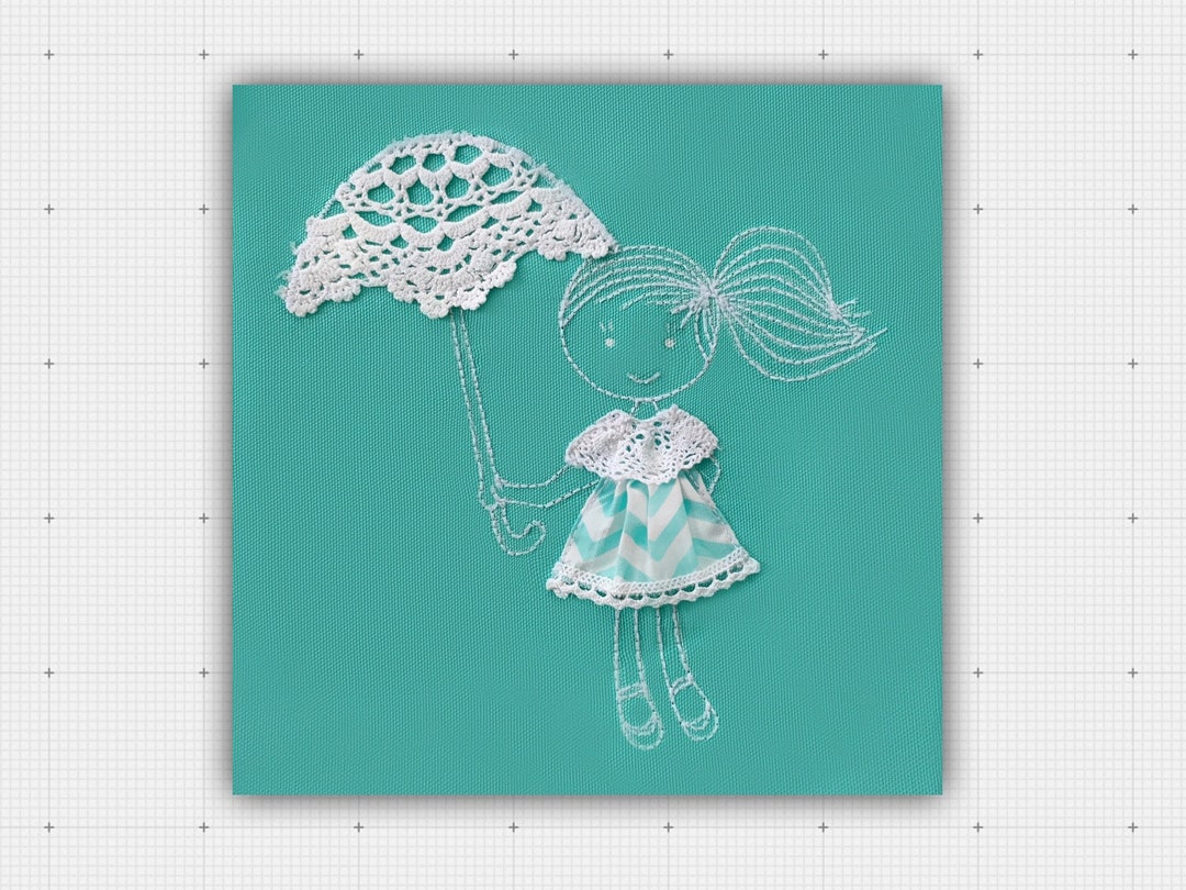 Girl Machine Embroidery Designs for Girls Umbrella Applique - Etsy