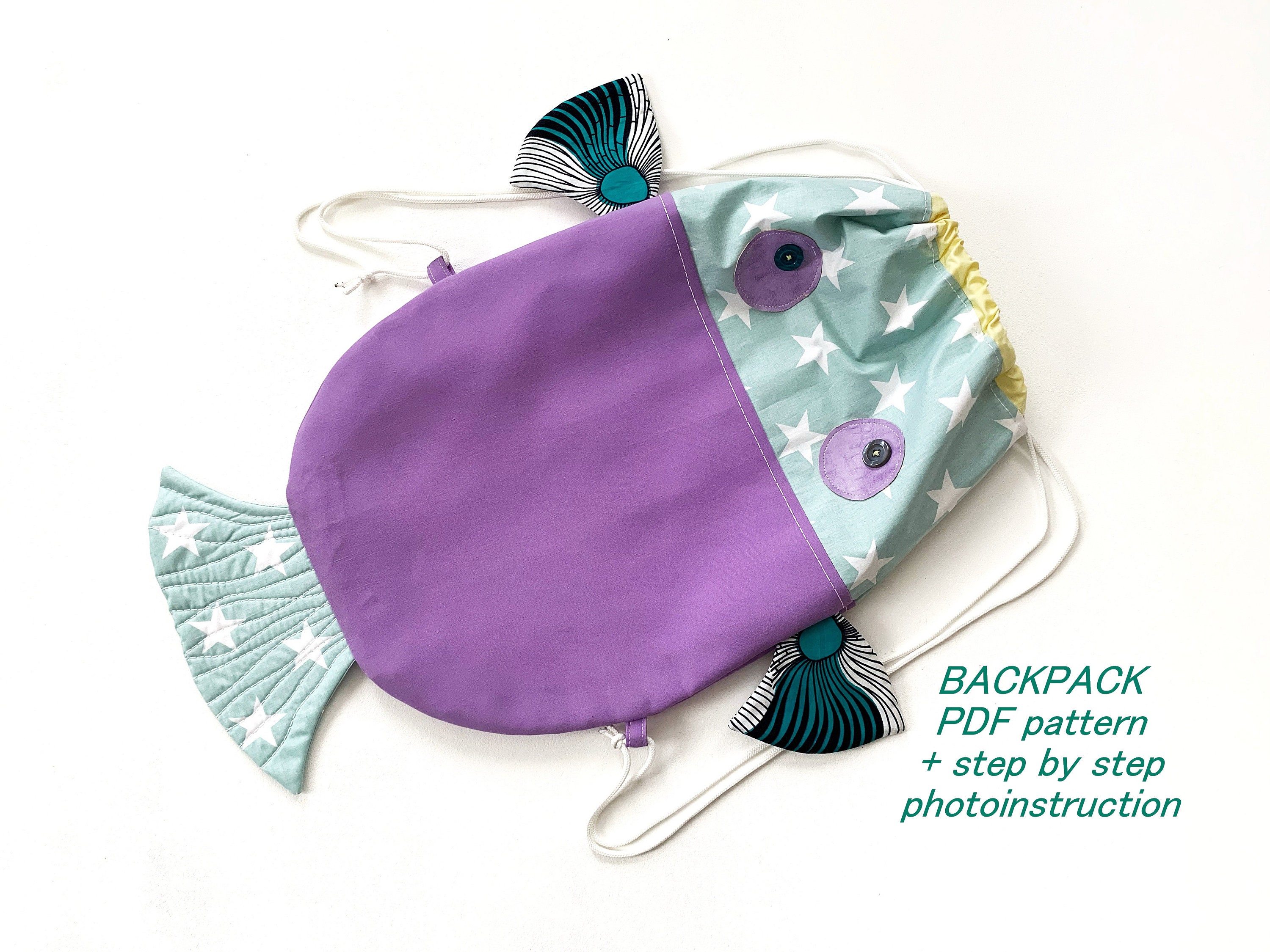 Fish Drawstring Bag Kids Pattern Toddler Backpack Sewing Pattern Kids ...