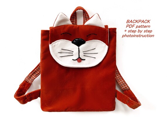Kids Backpack Sewing Pattern Cat | Etsy