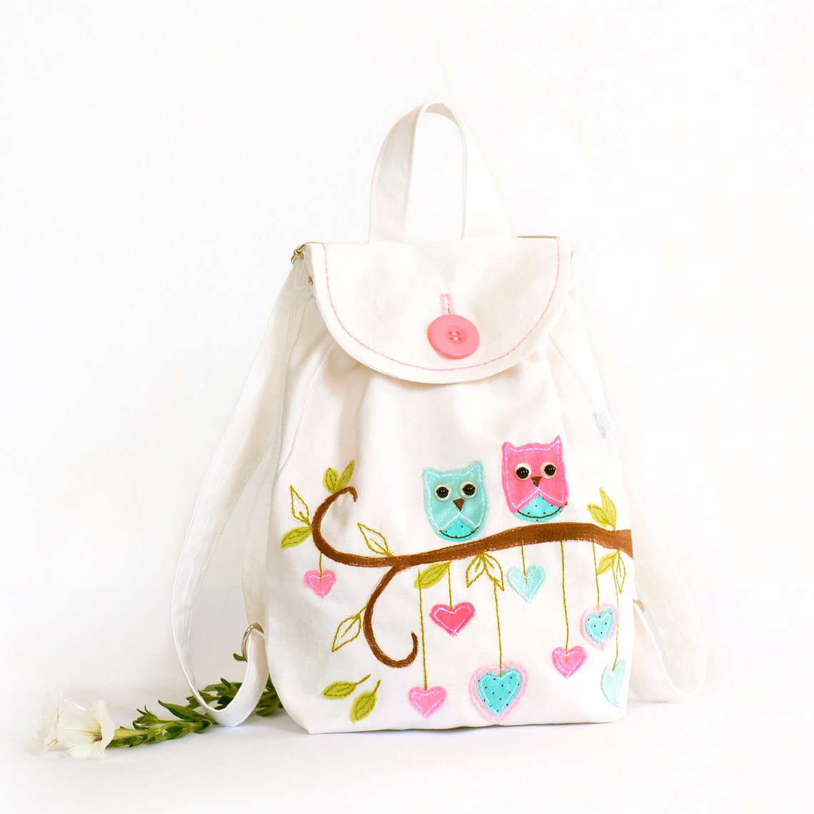 White Toddler Backpack Monogrammed Backpack for Kids Birds - Etsy