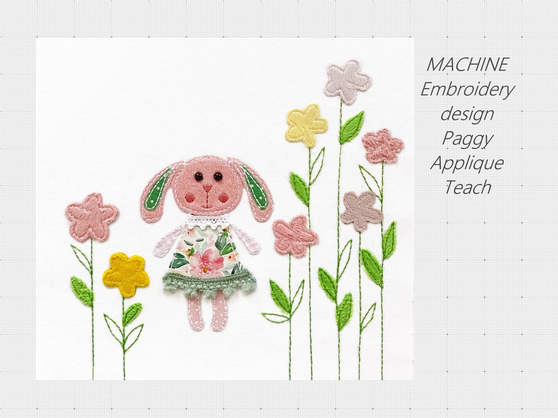 Bunny embroidery design Rabbit floral machine embroidery for | Etsy