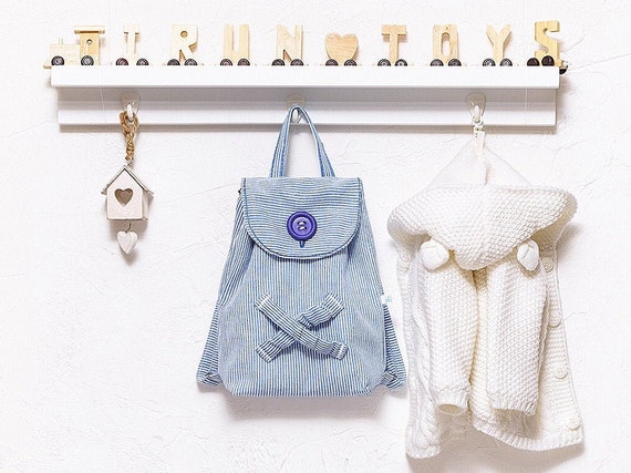 Striped canvas kids backpack Preschool toddler backpack with | Etsy