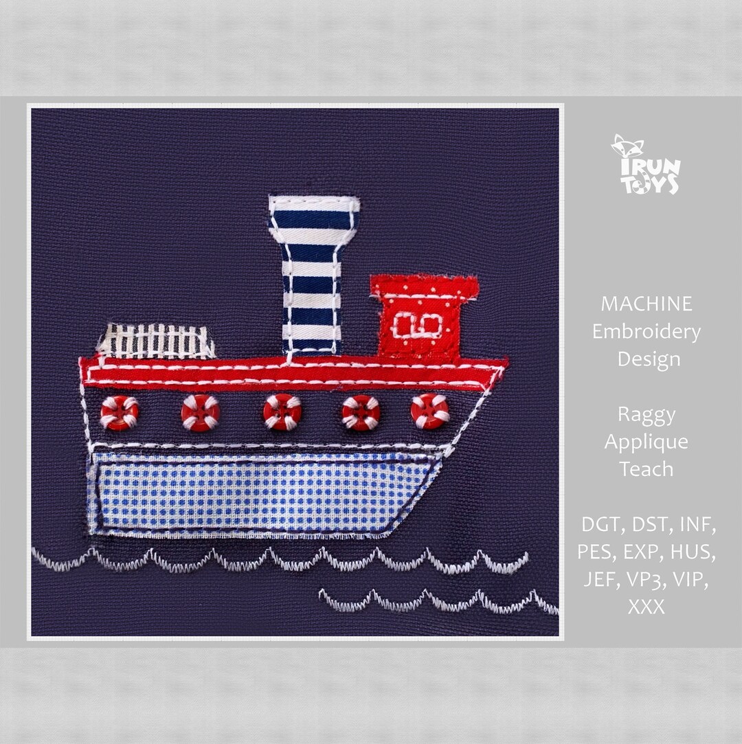 Boat Machine Embroidery Design Ship Children Applique Embroidery ...