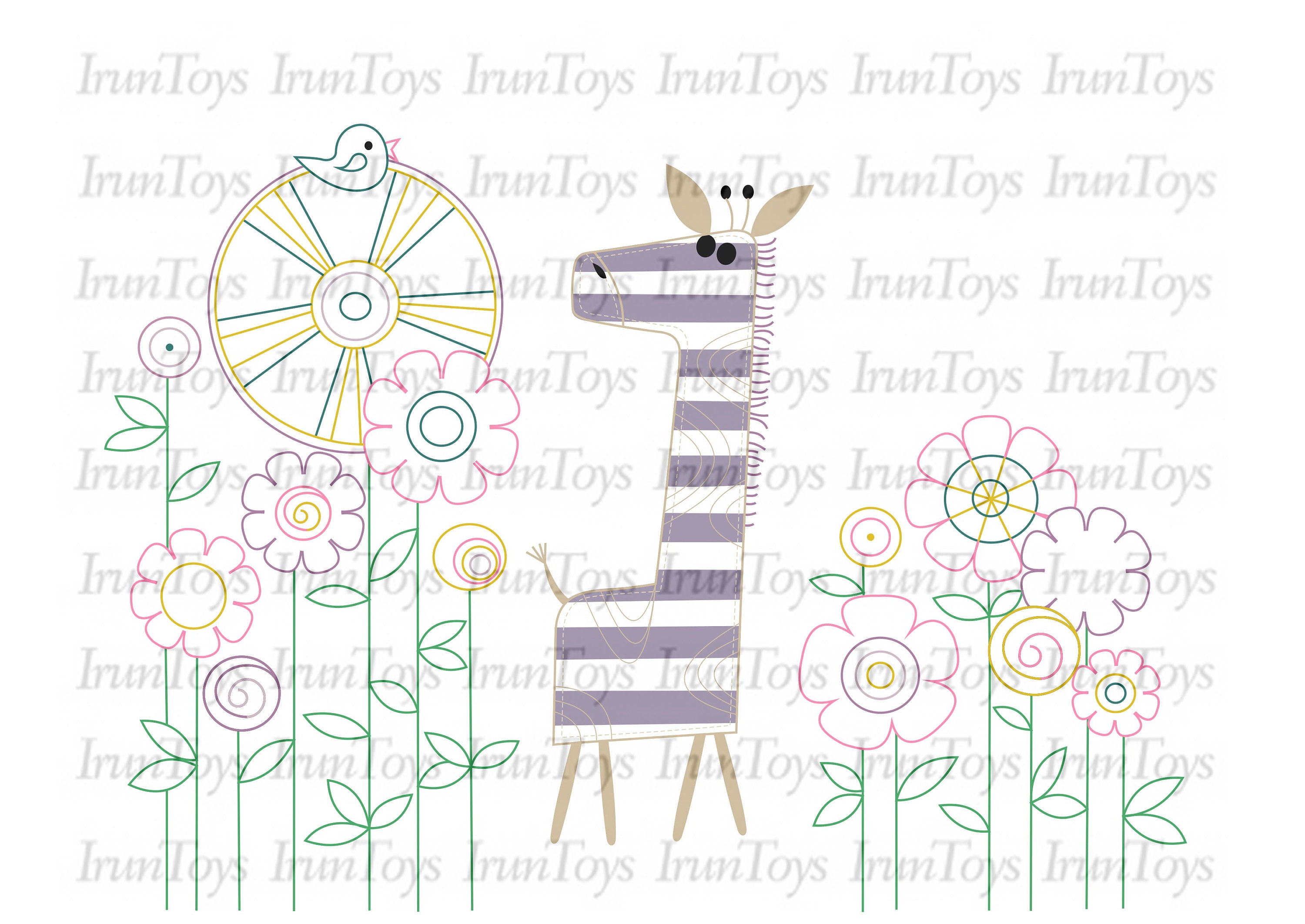 Giraffe Machine Embroidery Design Flowers Baby Girl Embroidery - Etsy