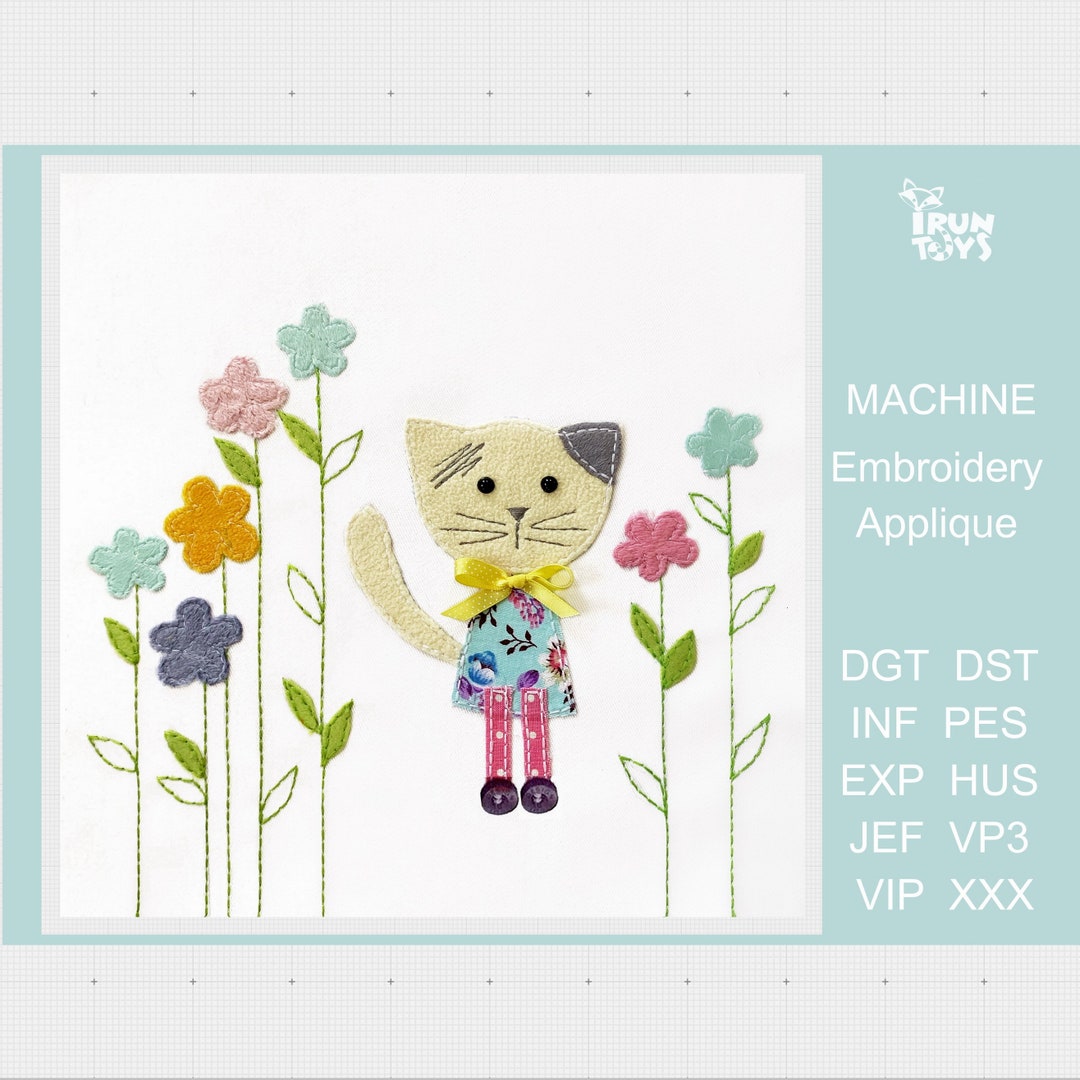 Cat Machine Embroidery Design Baby Animal Embroidery Pattern Kids - Etsy