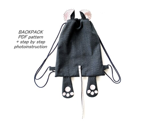 Mouse kids backpack sewing pattern Animal toddler backpack | Etsy