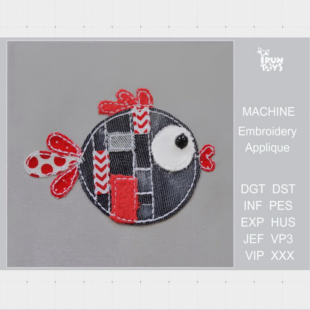 Fish Machine Embroidery Designs Kids Applique Animal Embroidery Pattern ...