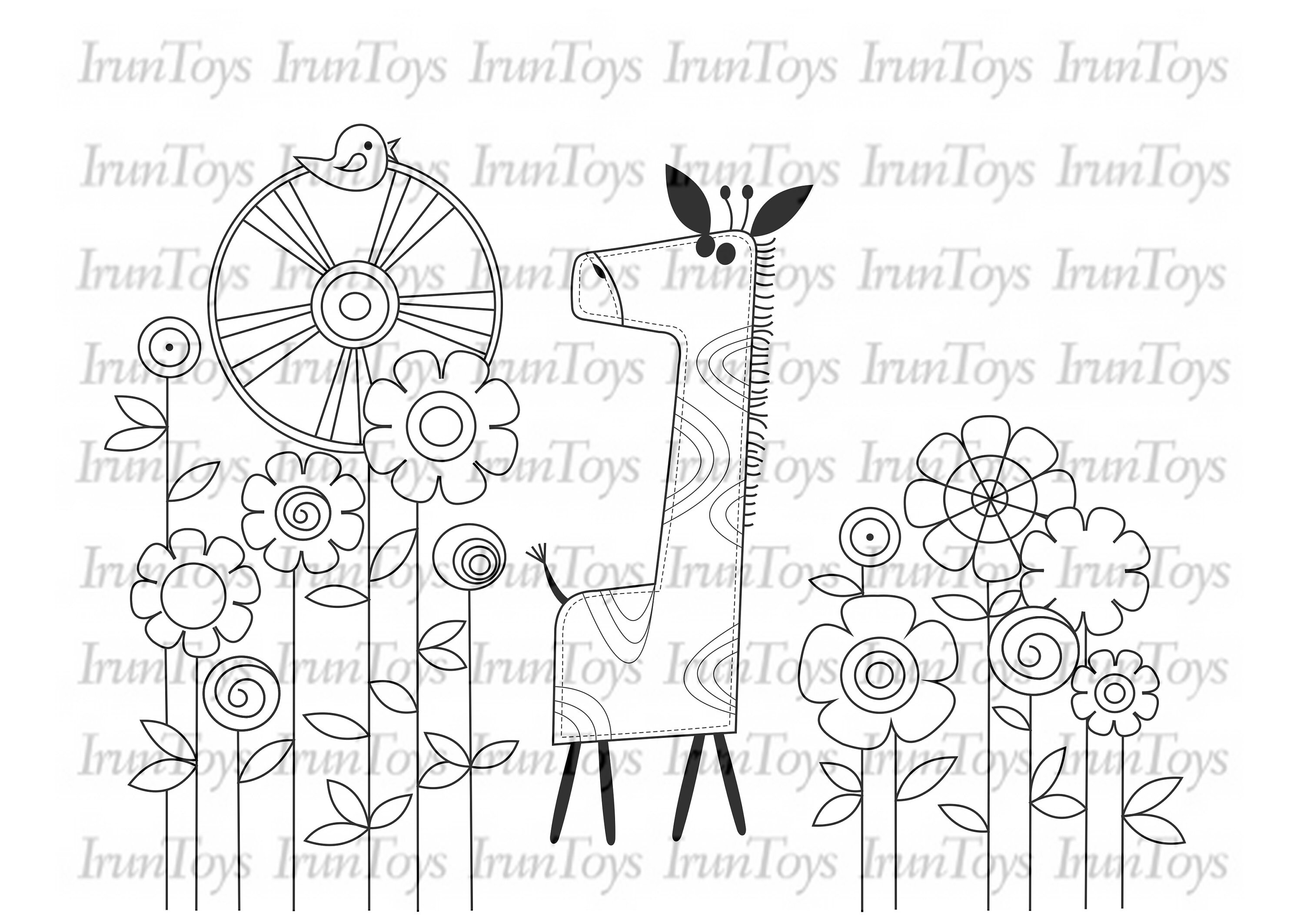 Giraffe Machine Embroidery Design Flowers Baby Girl Embroidery - Etsy