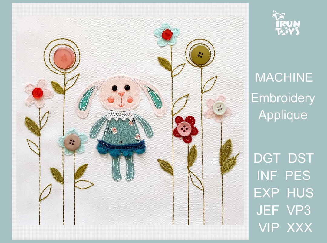 Easter Bunny Machine Embroidery Designs for Kids Rabbit Applique ...