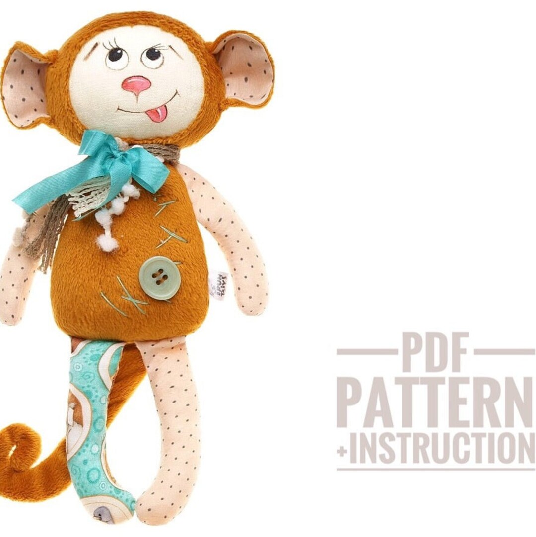 PDF Monkey Sewing Pattern & Tutorial Monkey Plush Animal - Etsy