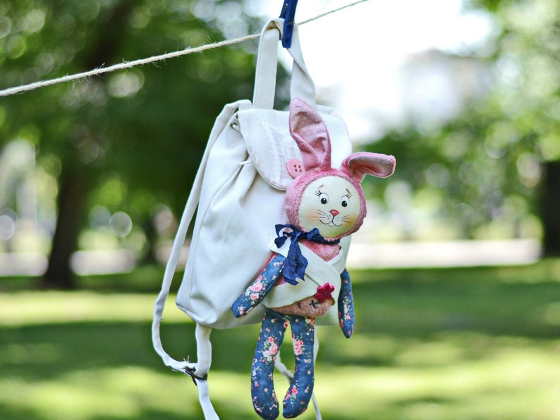 White Toddler Backpack With a Pocket for a Toy Small Kids - Etsy